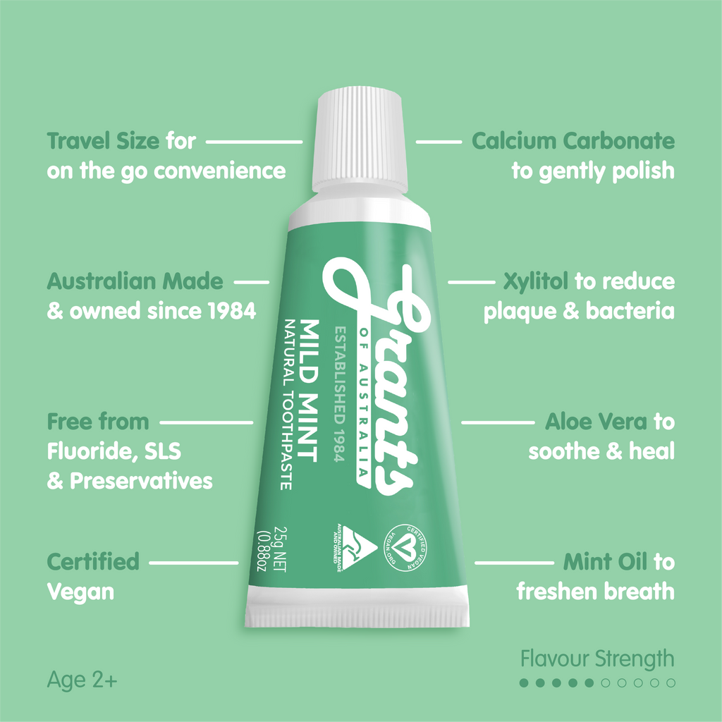 Mild Mint Natural Toothpaste - Travel Size | Grants of Australia