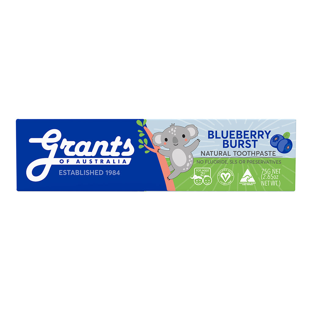 Blueberry Burst Kids Natural Toothpaste - vegan, fluoride free – Grants ...